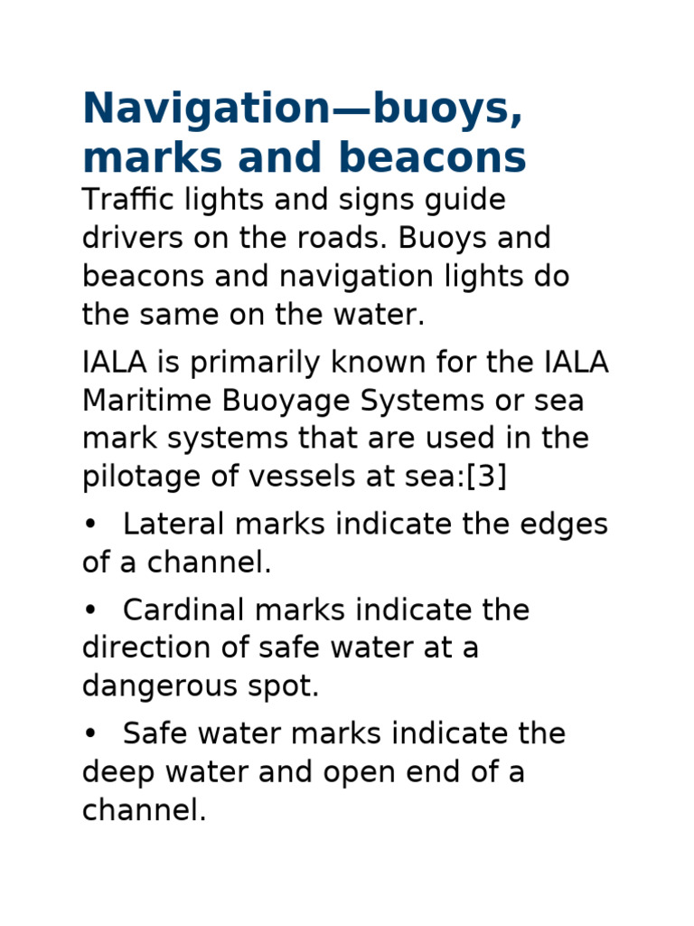 Marks of Iala Bouyage System | PDF | Navigation