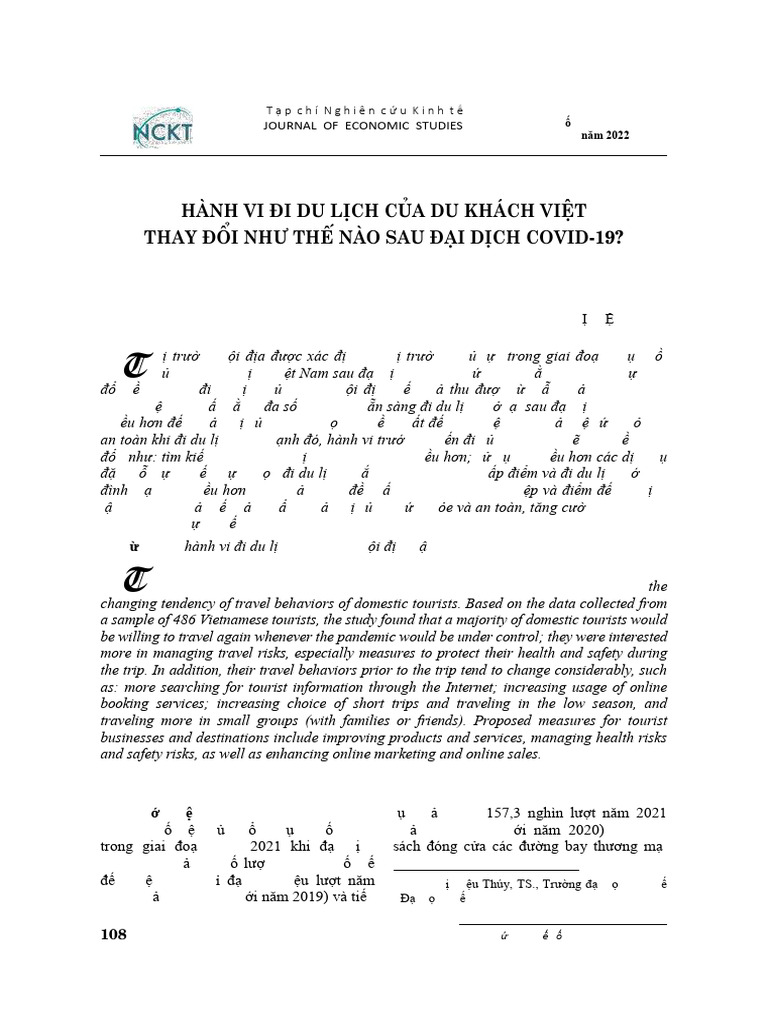 10 So 9-2022 Hoang Thi Dieu Thuy - Hanh Vi Di Du Lich | PDF