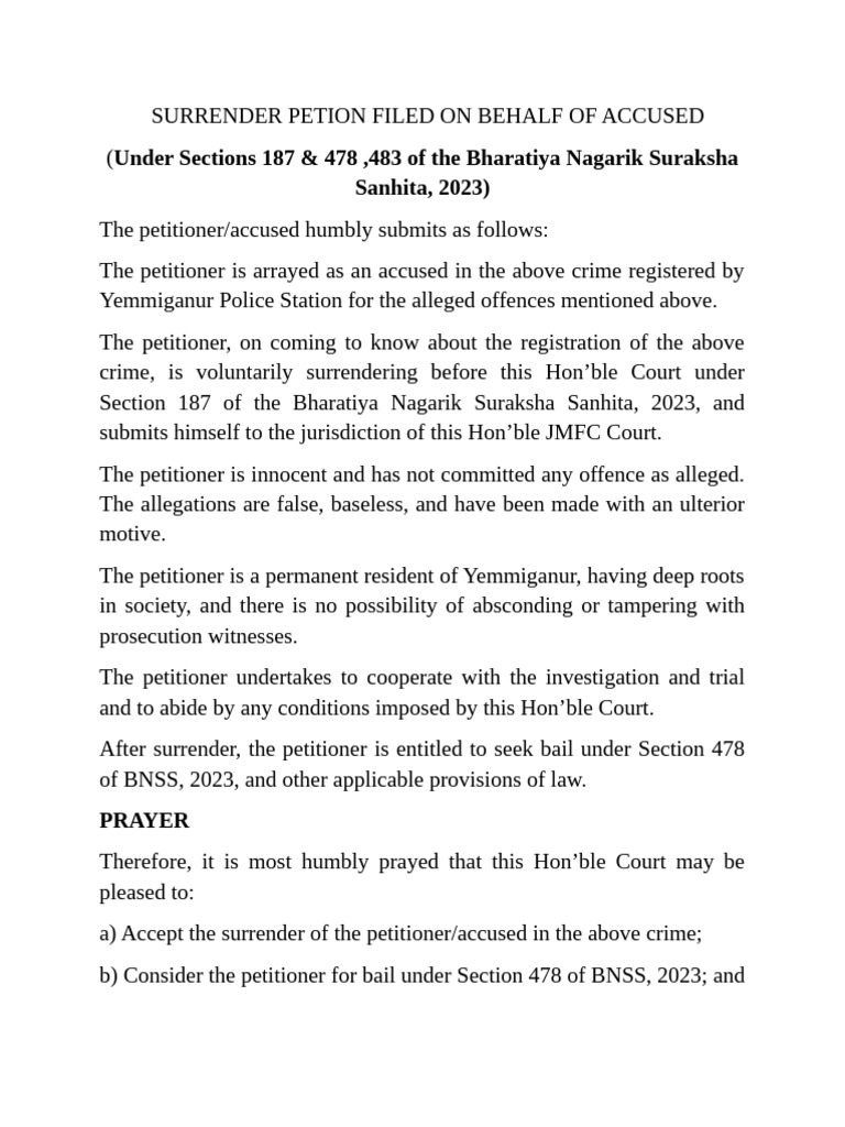 Surrender Petition | PDF