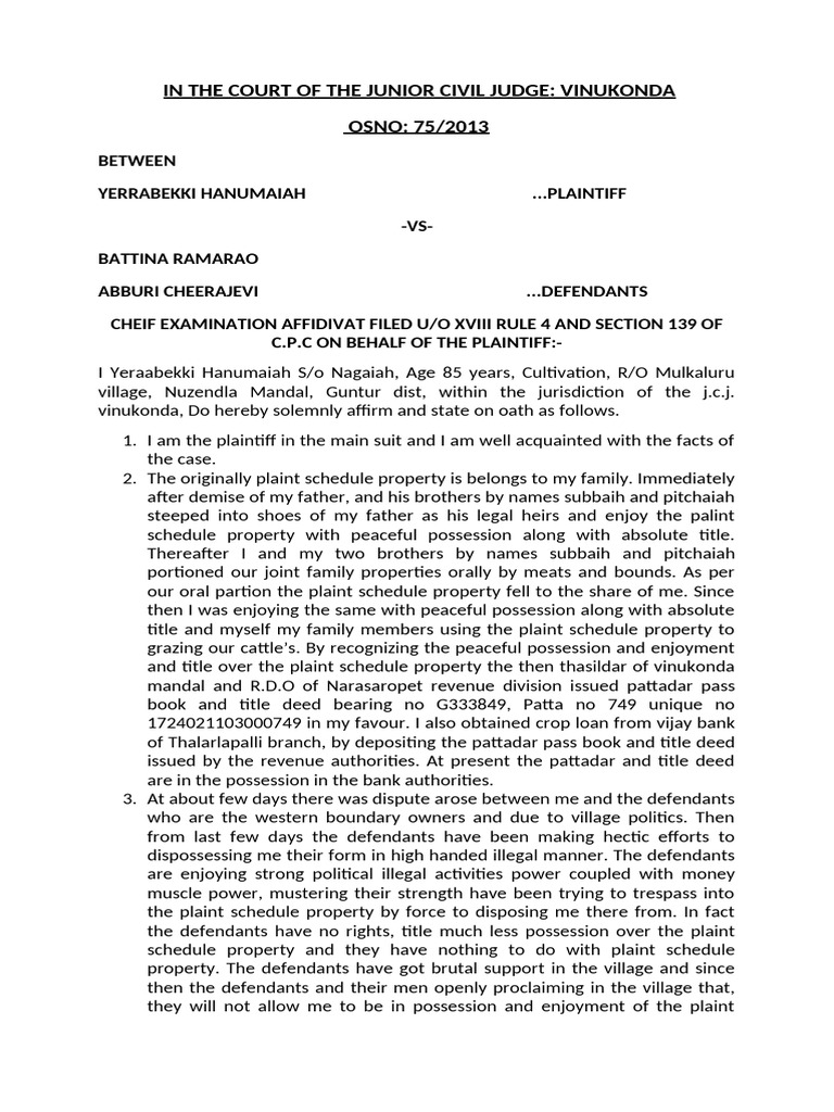 Chief Examination 2 | PDF | Lawsuit | Affidavit