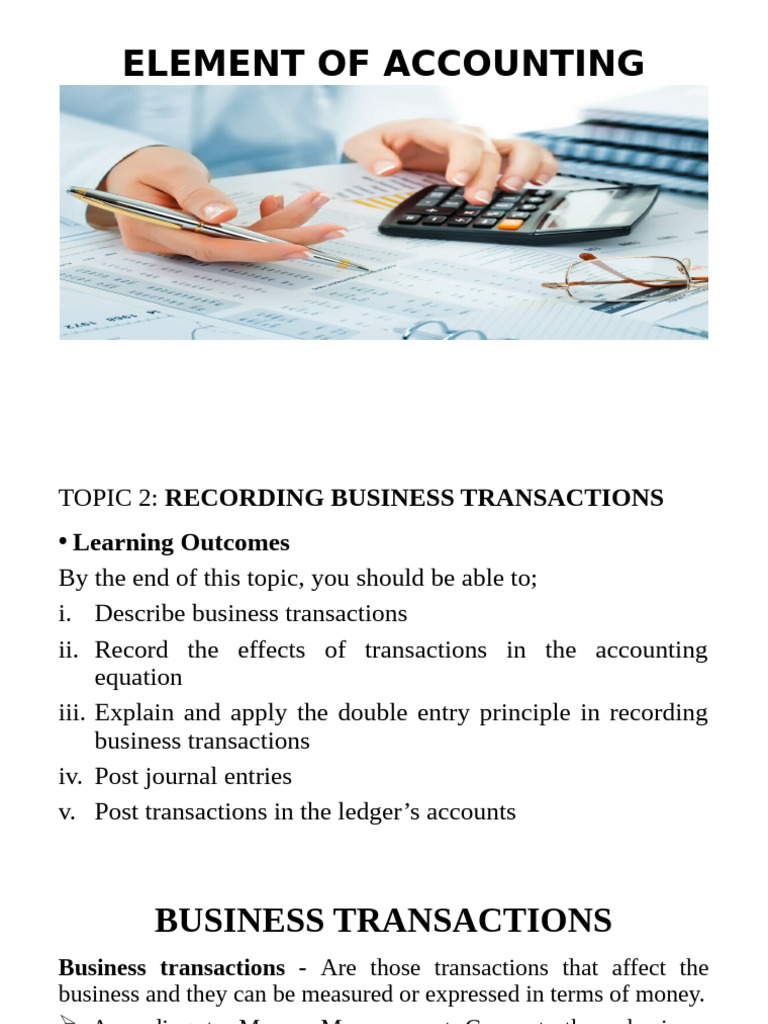 Topic 2 Recording Business Transaction | PDF | Debits And Credits ...