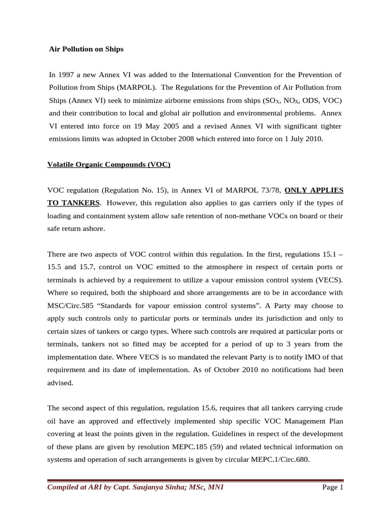 VOC | PDF | Volatile Organic Compound | Oil Tanker