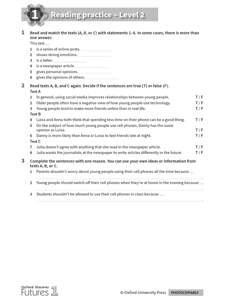 ODF1 Unit 1 Reading Practice L2 | PDF