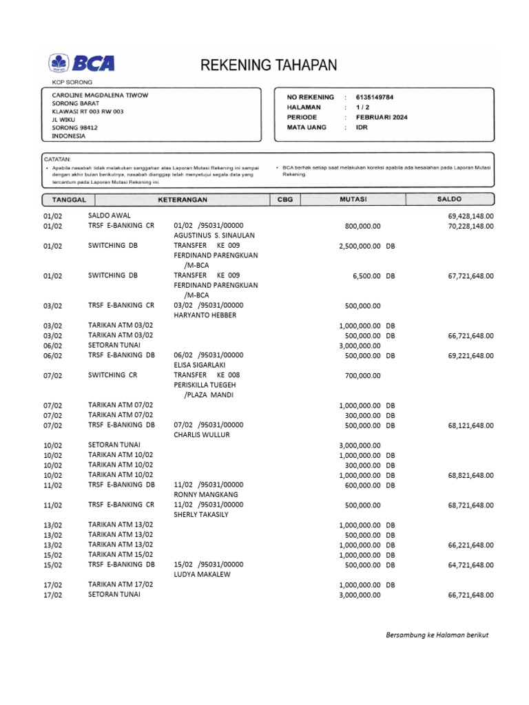 Mutasi Bca (1) | PDF