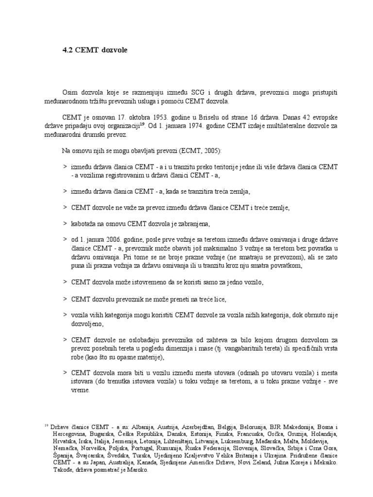 Cemt Dozvole 1 | PDF