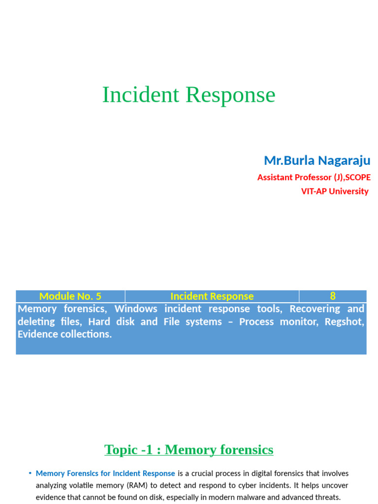 Memory Forensics & Windows Response Tools | PDF | Malware | Security