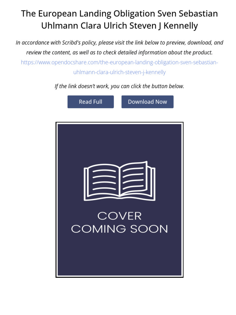The European Landing Obligation Sven Sebastian Uhlmann Clara Ulrich ...