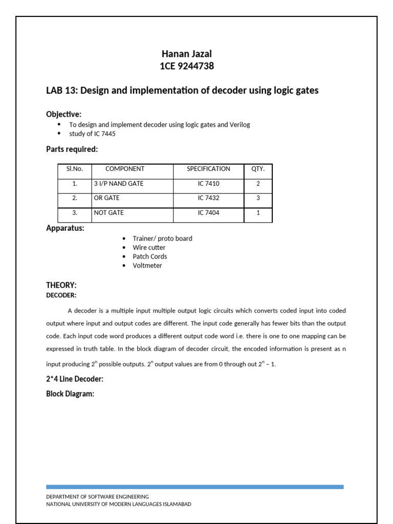 Lab 11b DLD Hanan | PDF | Logic Gate | Electronic Circuits