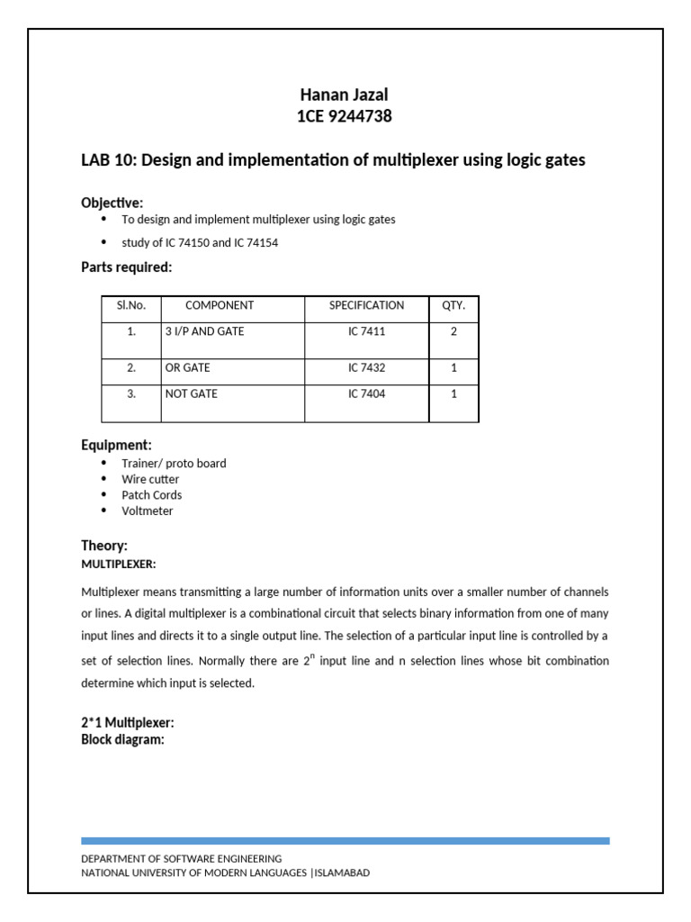 Lab 10a DLD Hanan | PDF | Computer Engineering | Electronics