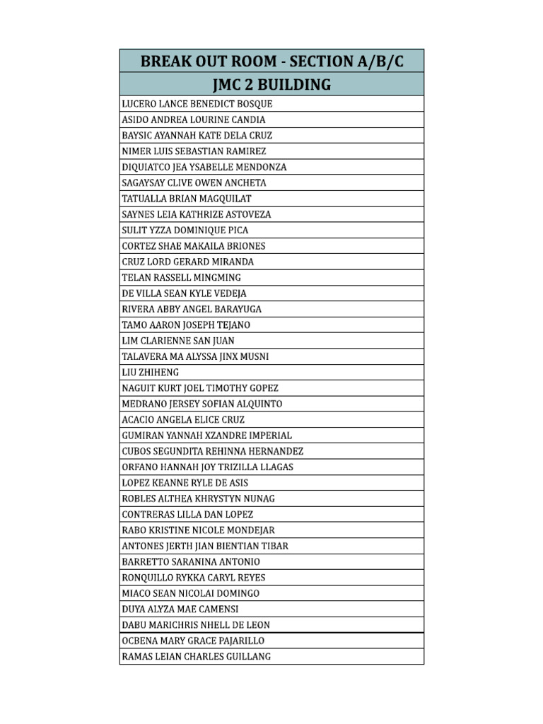 Ut Room Assignment ABC 01062026 | PDF