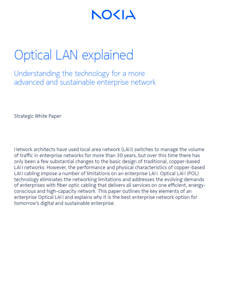 Benefits of Optical LAN for Enterprises | PDF | Computer Network ...