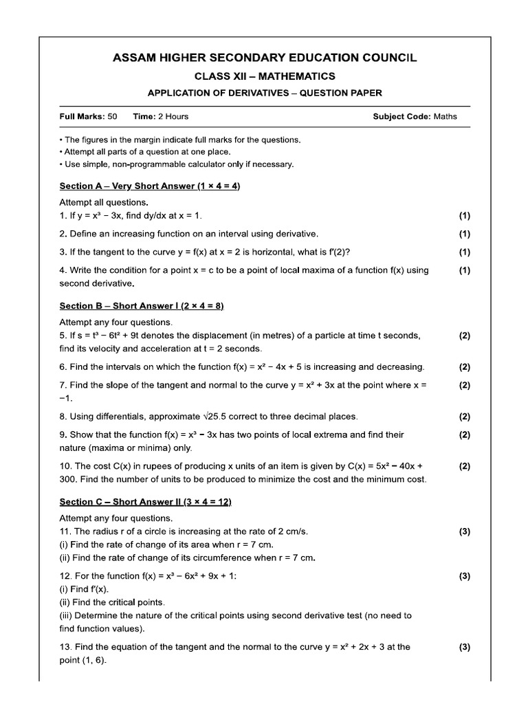 Application of Derivatives | PDF
