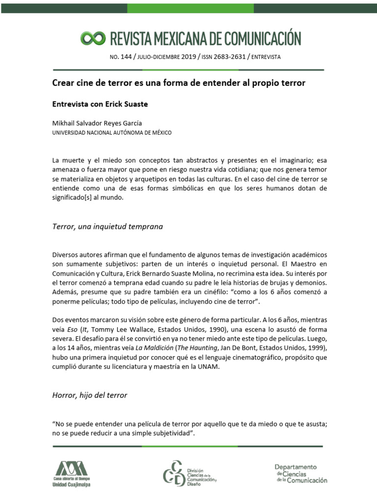 No144 Entrevista Suaste Cine Terror | PDF | Películas de terror ...