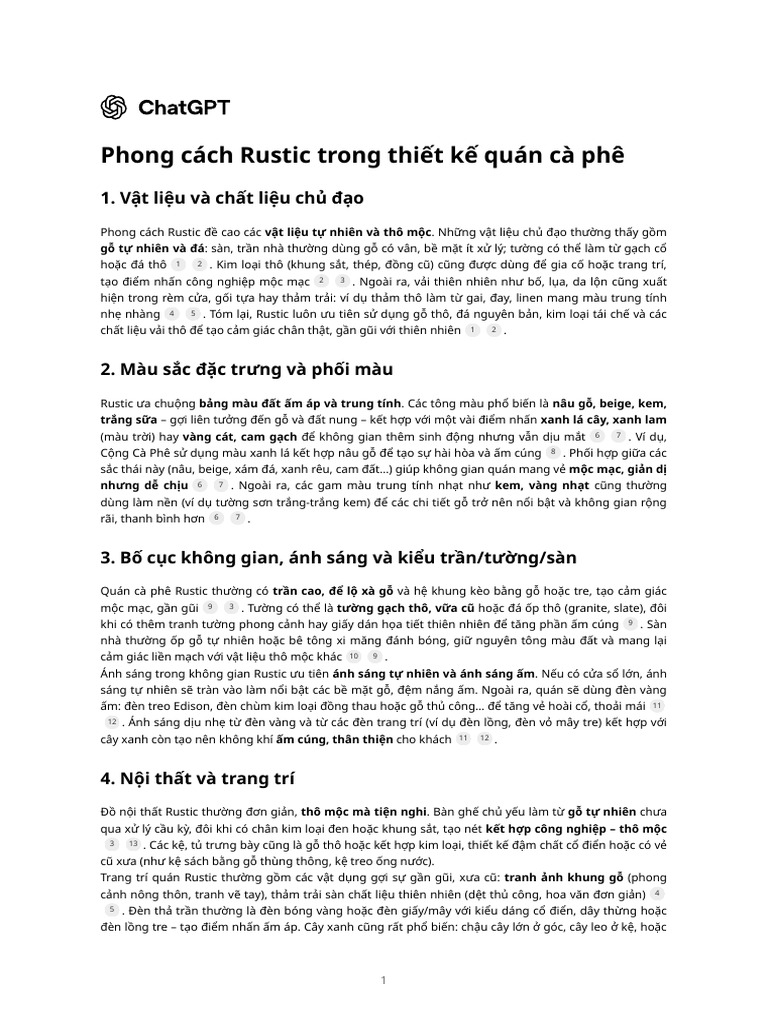 Phong Cách Rustic Trong Thiết Kế Quán Cà Phê | PDF