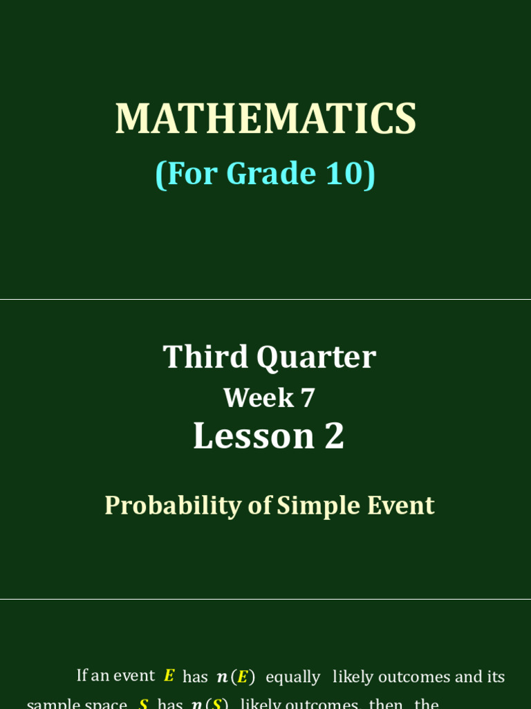 Probability of Simple Events Explained | PDF | Probability | Applied ...