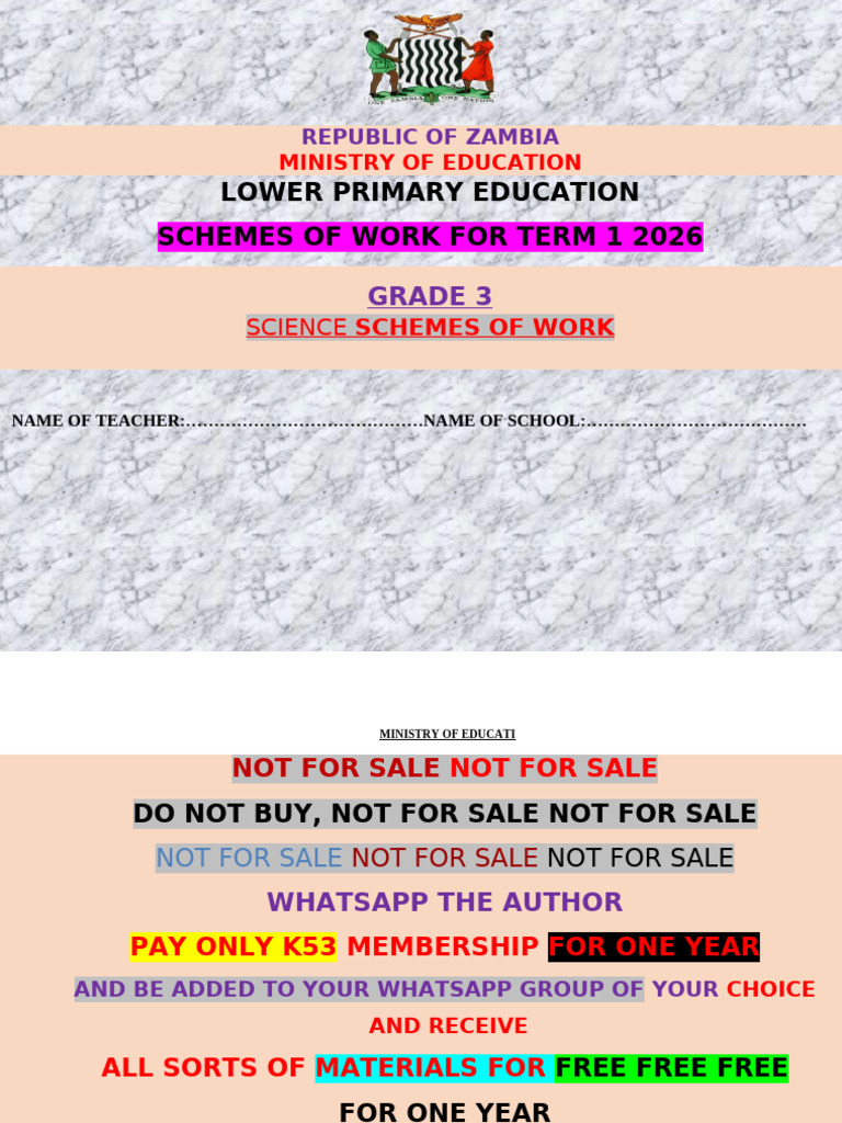 GRADE 3 SCIENCE SCHEMES OF WORK TERM 1 2026 | PDF | Arm | Infection