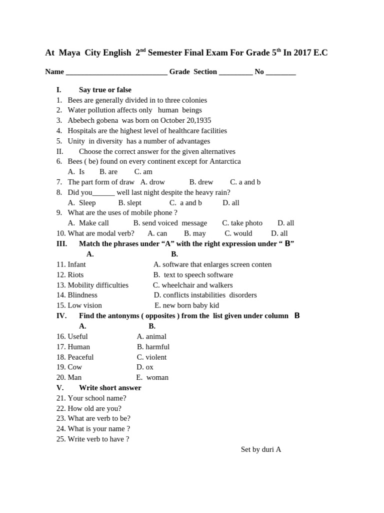 English Final Exam | PDF