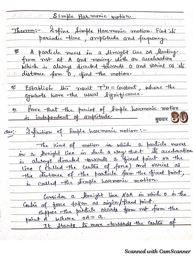 1. Simple Harmonic Motion | PDF