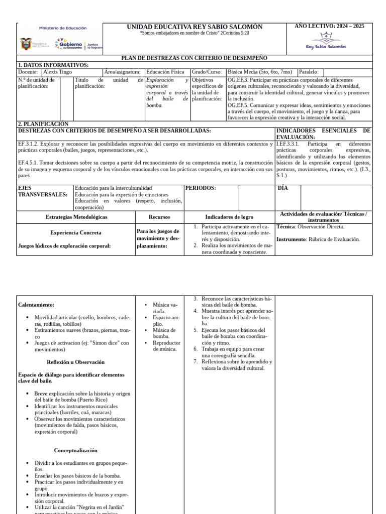 Tingo Alexis Planificacion Escuela Practicas Preprofesionales | PDF ...