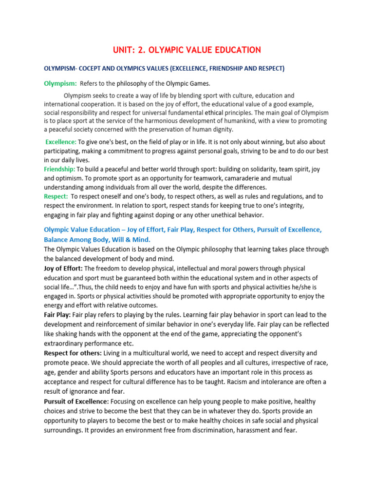 UNIT 2 Olympism XI-1 | PDF | Olympic Games | Summer Olympic Games