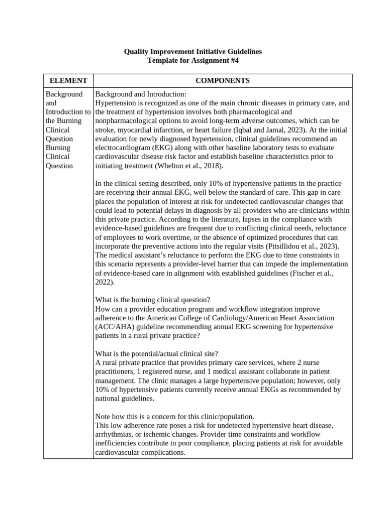 Quality Improvement Initiative Guidelines | PDF | Hypertension ...