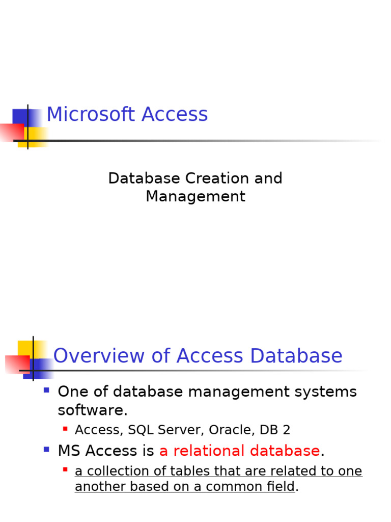 Ms Access Tutorial | PDF | Data Management | Computing