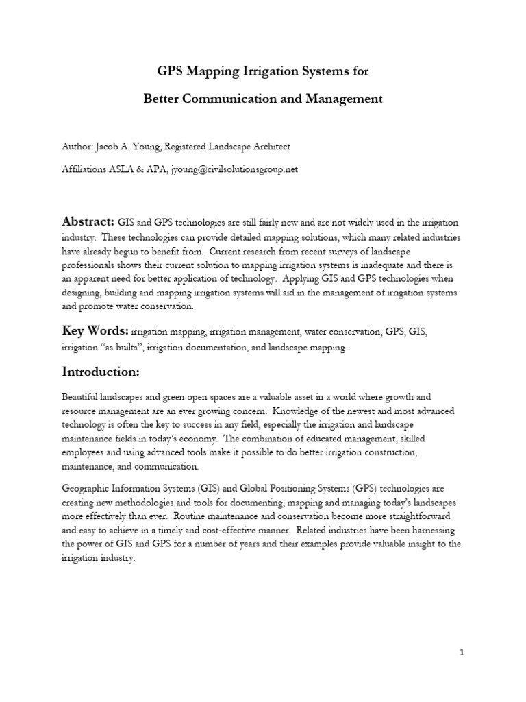 Gps Mapping Irrigation Systems for Better Communication and Management ...