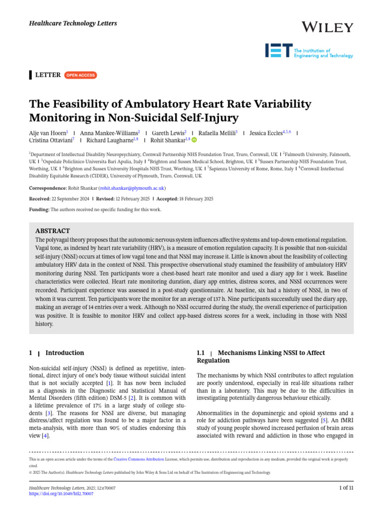 2025_van Hoorn Et Al._the Feasibility of Ambulatory Heart Rate ...