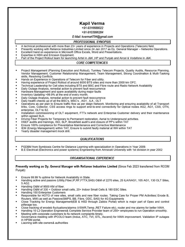 Resume Kapil Verma | PDF