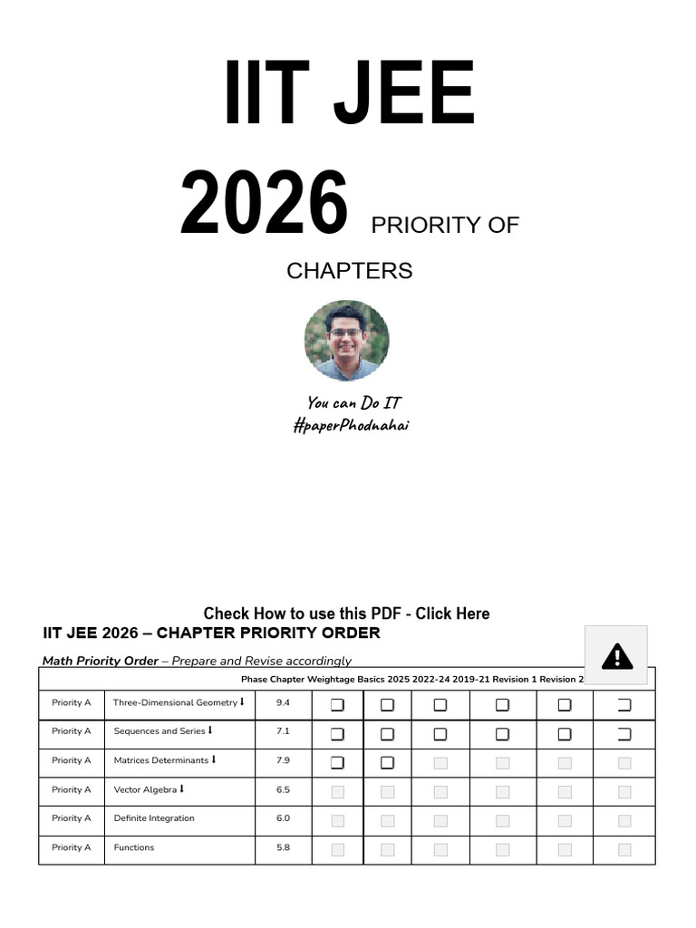 JEE Main 2026 Priority Order - MathonGo | PDF | Physics | Chemistry