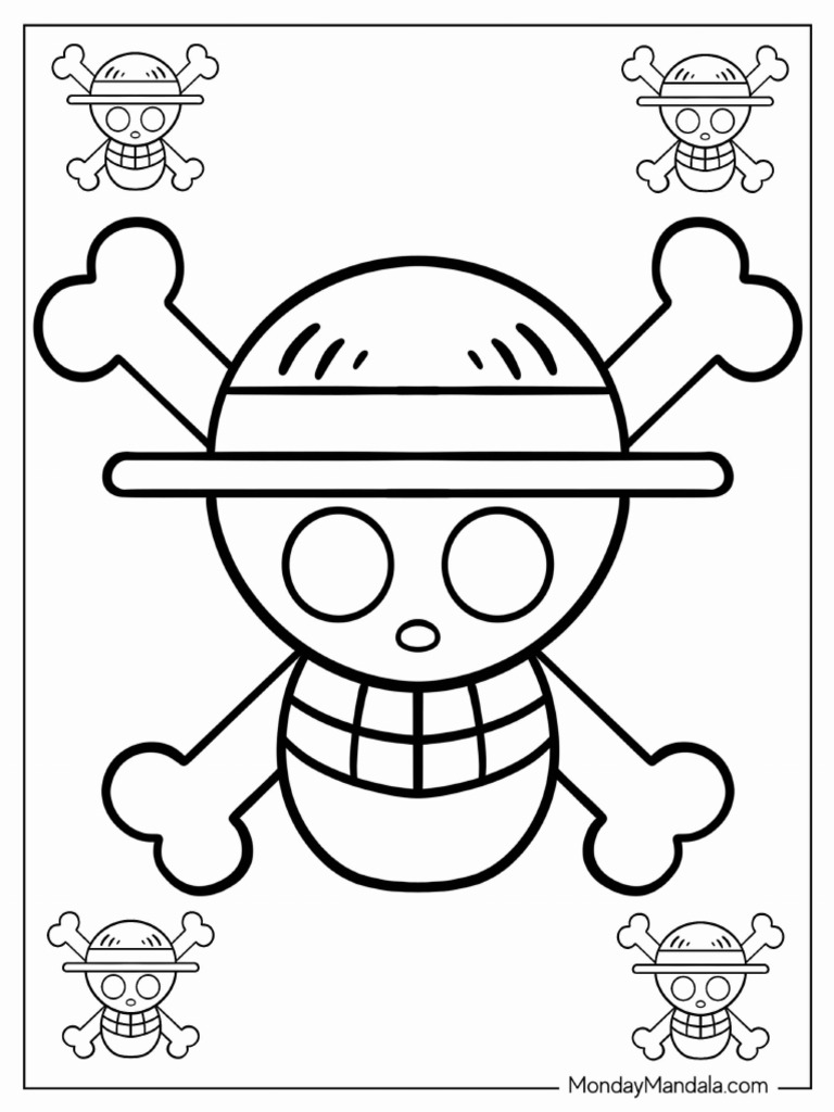 Easy One Piece Logo Coloring Page | PDF