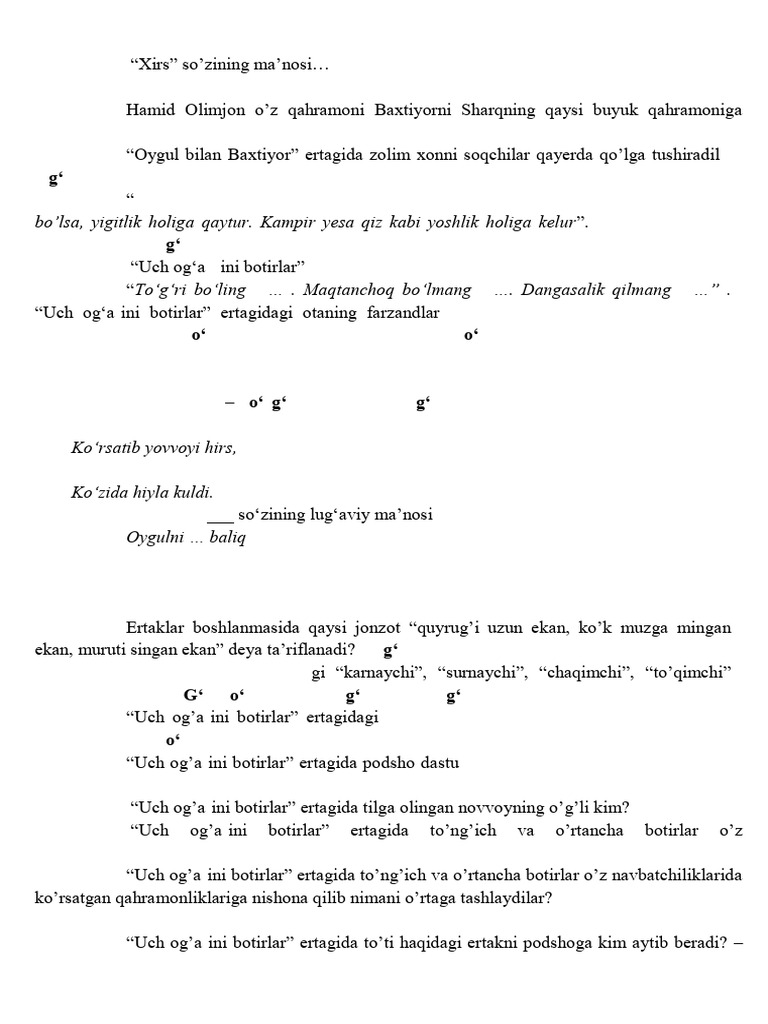 Savol Javob - 5 Sinfdan | PDF