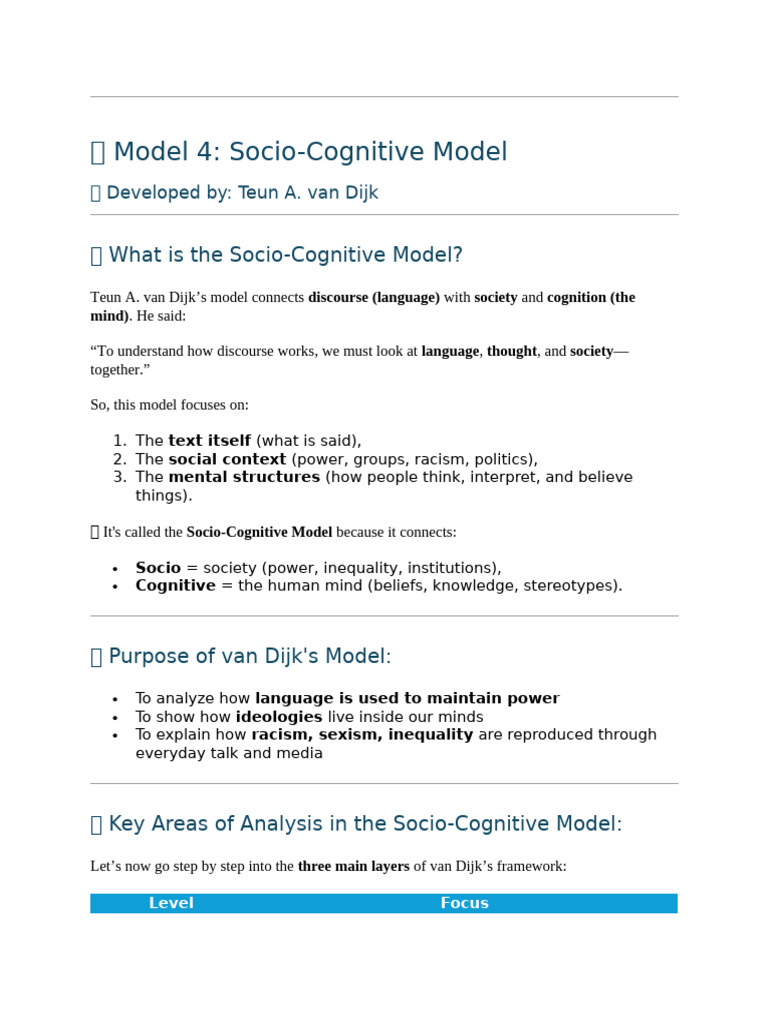 Socio-Cognitive Model Explained | PDF | Ideologies | Mind