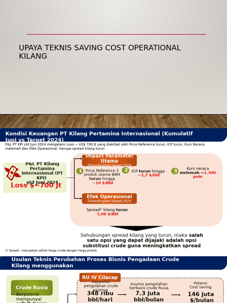 20240808 Upaya Teknis Saving Cost Operational Kilang | PDF