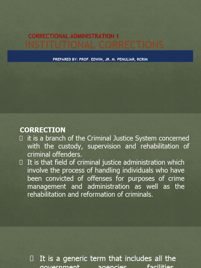 CA 1 - Institutional Corrections | PDF | Prison | Crimes