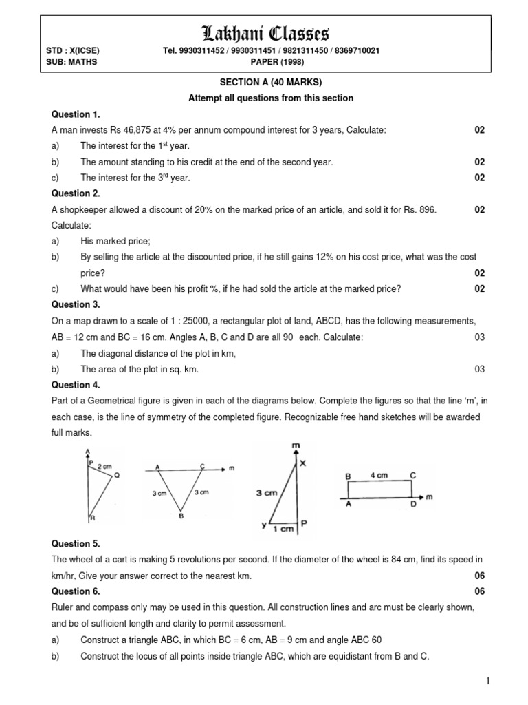 Maths All Paper PDF 1998-2024 | PDF | Triangle | Area