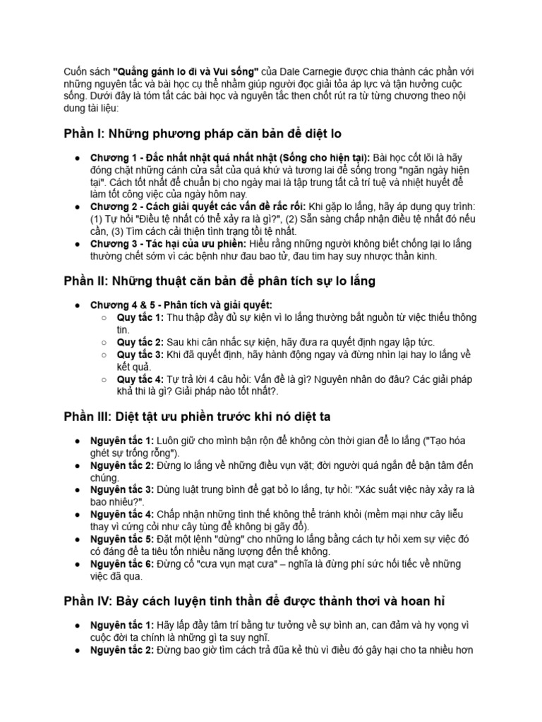 Tóm Tắt Nội Dung Sau Thành Các Bài Học Được Rút Ra... | PDF