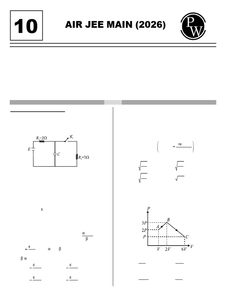 Air Jee Main (2026)-Paper-10 | PDF | Physical Sciences | Physical Phenomena