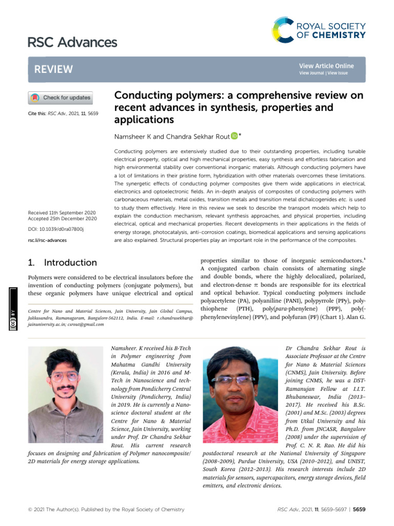 Conductive Polymers | PDF | Polymers | Doping (Semiconductor)