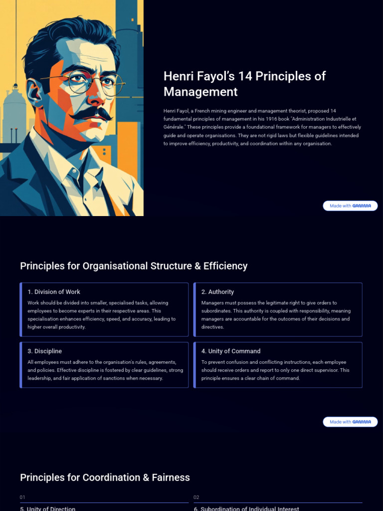 Fayol's 14 Management Principles Explained | PDF | Goal | Economies