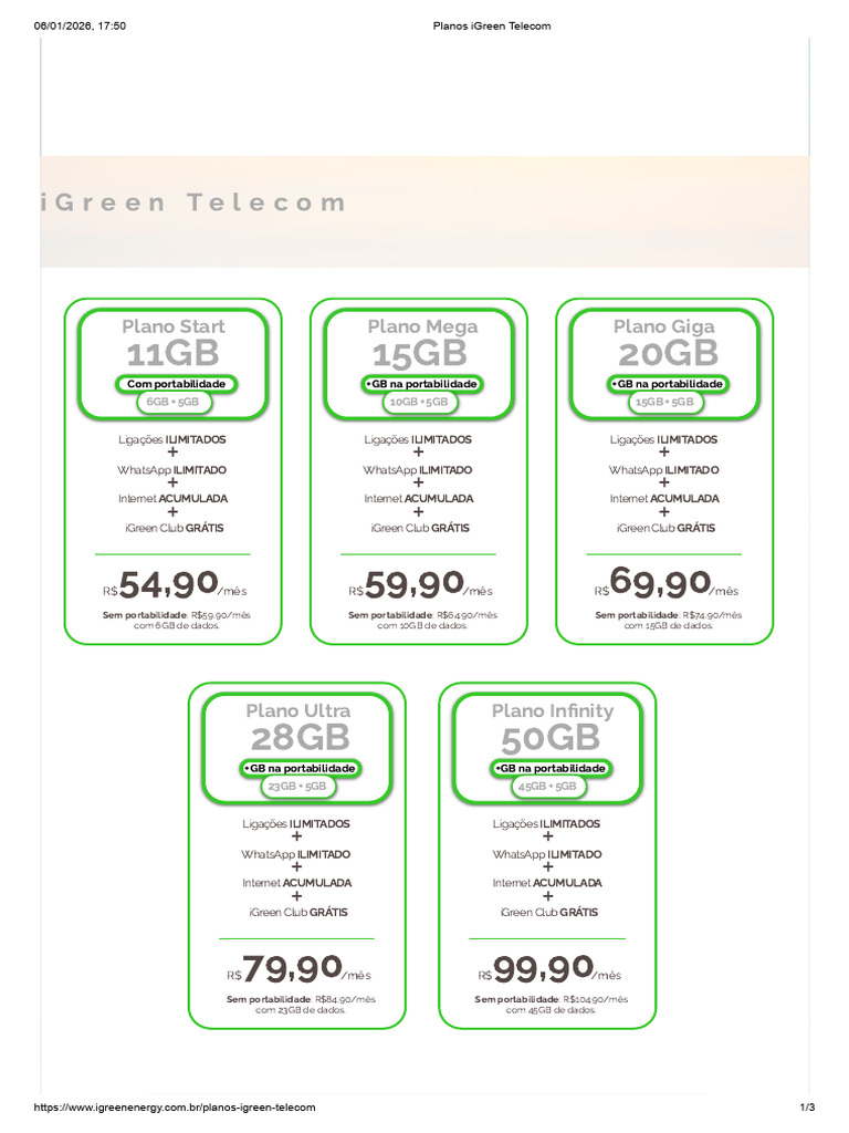 Planos de Internet iGreen Telecom | PDF | Aplicativo para celular ...