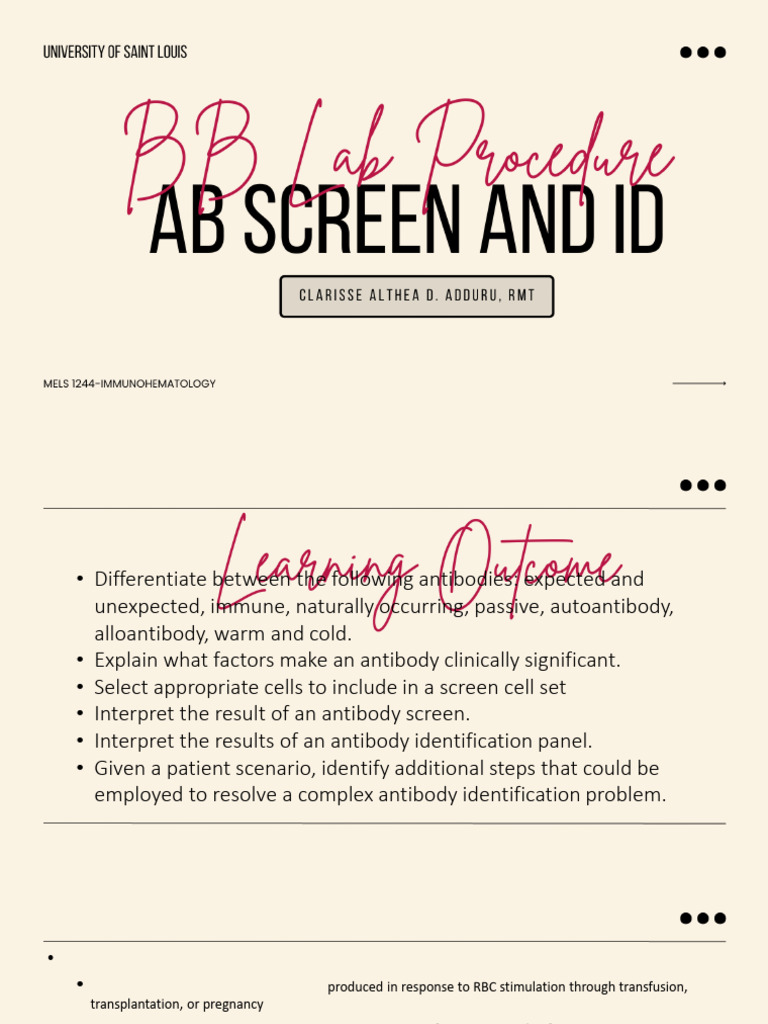 Ab Screen and ID | PDF | Antibody | Tissue (Biology)