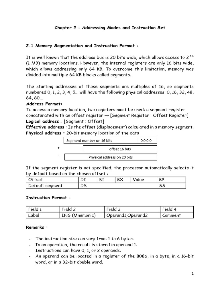 Addressing Modes in Instruction Set | PDF | Assembly Language | Central ...