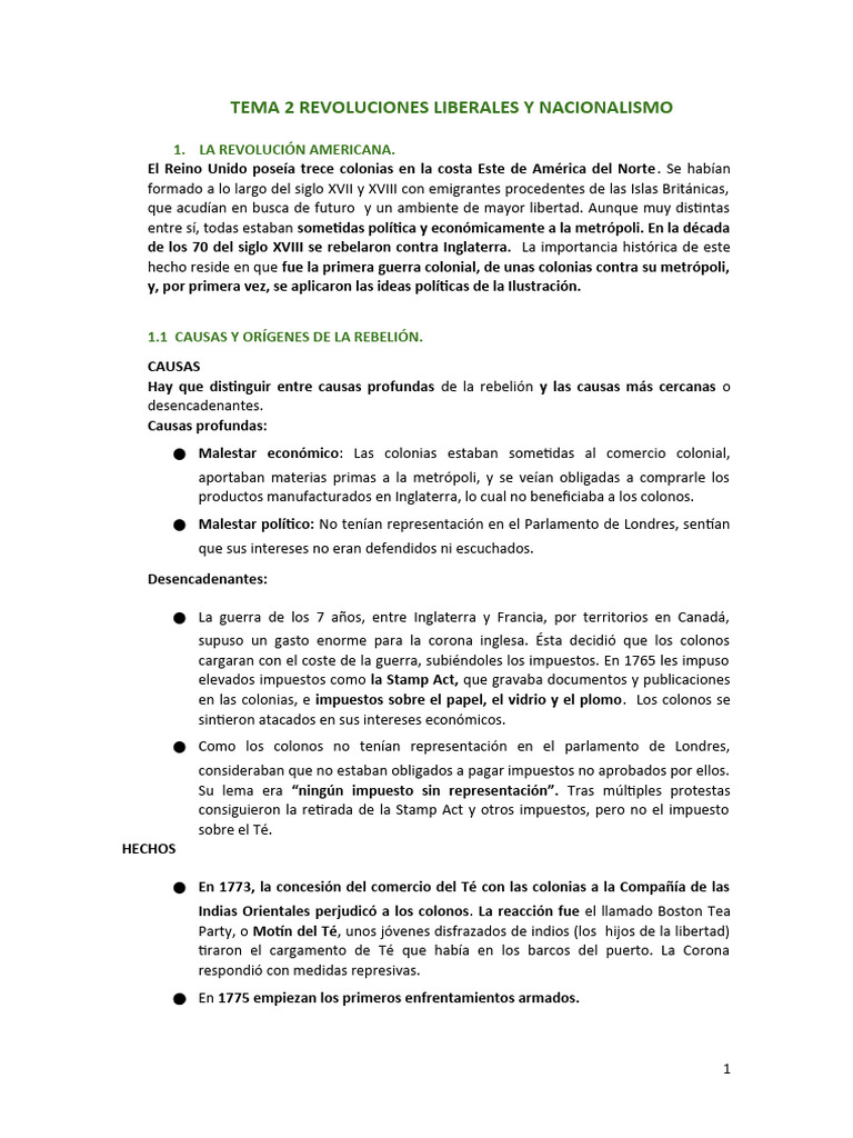 Tema 2 Revoluciones Liberales y Nacionalismo | PDF | Napoleón ...