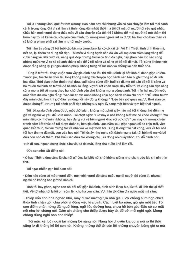 Đặt Mình Vào Trương Sinh Và Kể Lại Câu Chuyện Người Con Gái Nam Xương | PDF