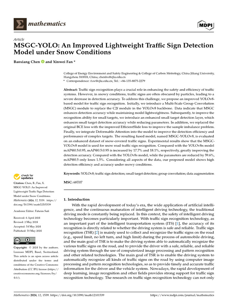 Improved Traffic Sign Detection in Snow | PDF | Deep Learning | Applied ...