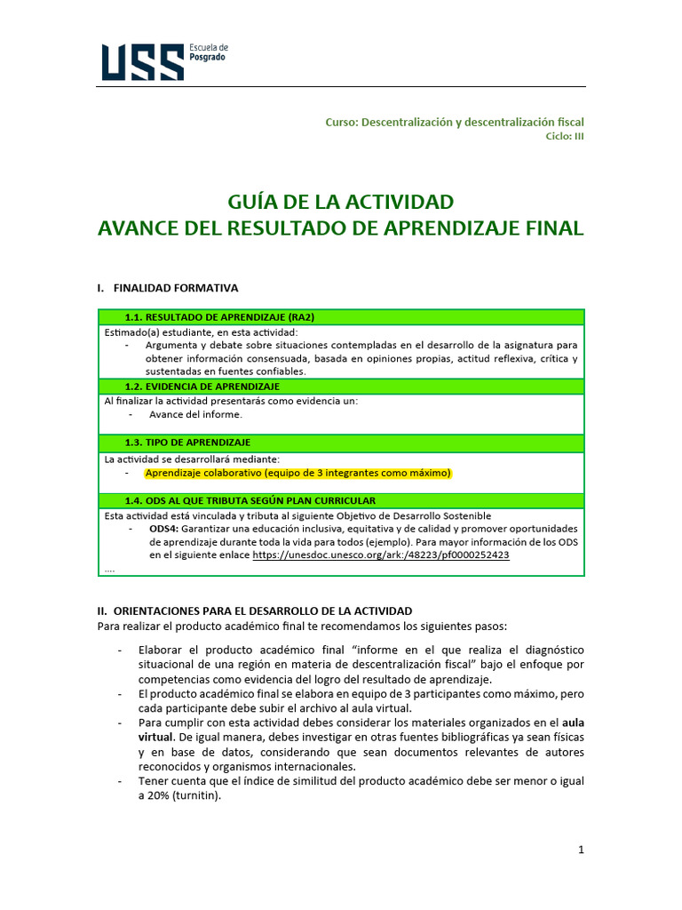 Guía Del Avance | PDF | Aprendizaje
