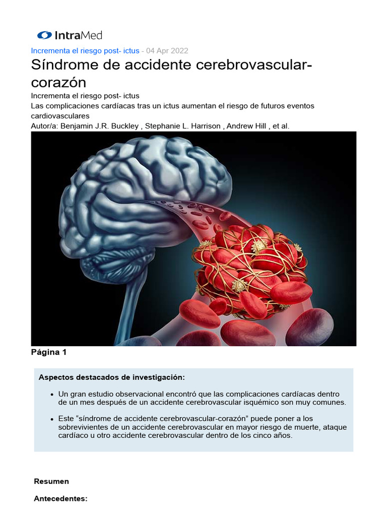 Intramed - Síndrome de Accidente Cerebrovascular-corazón | PDF ...