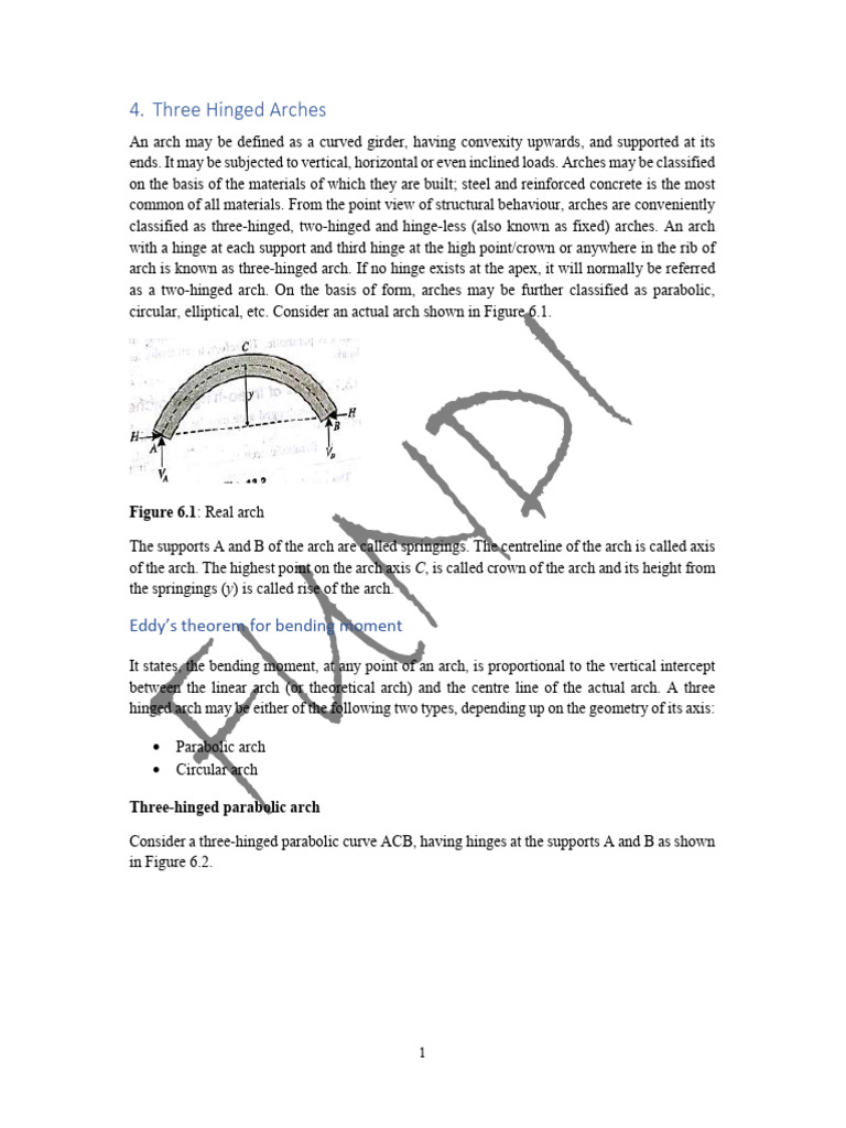 Three Hinged Arches Notes | PDF | Bending | Beam (Structure)
