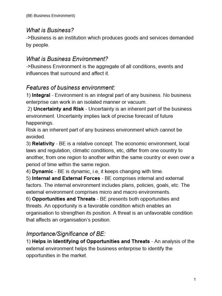Business Environment revision | PDF | Swot Analysis | Organizational ...